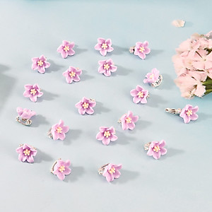 YISSION 20Pcs Mini Flower Hair Clips for Girls Women Cute Hair Pins Small Hair Clips Lily Flower Clips for Hair Wedding Hair Barrettes Bridal Hair Accessories for Girls Women Purple