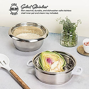 Aroma Housewares 6-Cup (Cooked) / 1.2Qt. Select Stainless Pot-Style Rice Cooker, & Food Steamer, One-Touch Operation, White