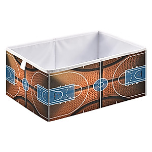 Emelivor Basketball Cube Storage Bin Collapsible Storage Bins Waterproof Toy Basket for Cube Organizer Bins for Nursery Toys Kids Books Closet Shelf Office - 11.02x11.02x11.02 IN