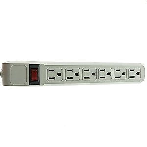 6 Outlet Surge Protector 15A 120V with Flat Rotating Plug 4ft Power cord 3 Prong 6 Outlet Power Strip with 4 Feet Power Cable and 360 Degree Rotating Plug, Gray CNE471506 (3 Pack)