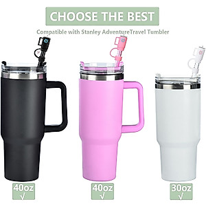 12 Pack Replacement Glitter Straws and Covers for 40 oz Stanley Adventure Travel Tumbler Cup, Reusable Glitter Straws with Cleaning Brush, Compatible with 40oz 30oz 20oz 14oz Stanley Water Jug, 12inch