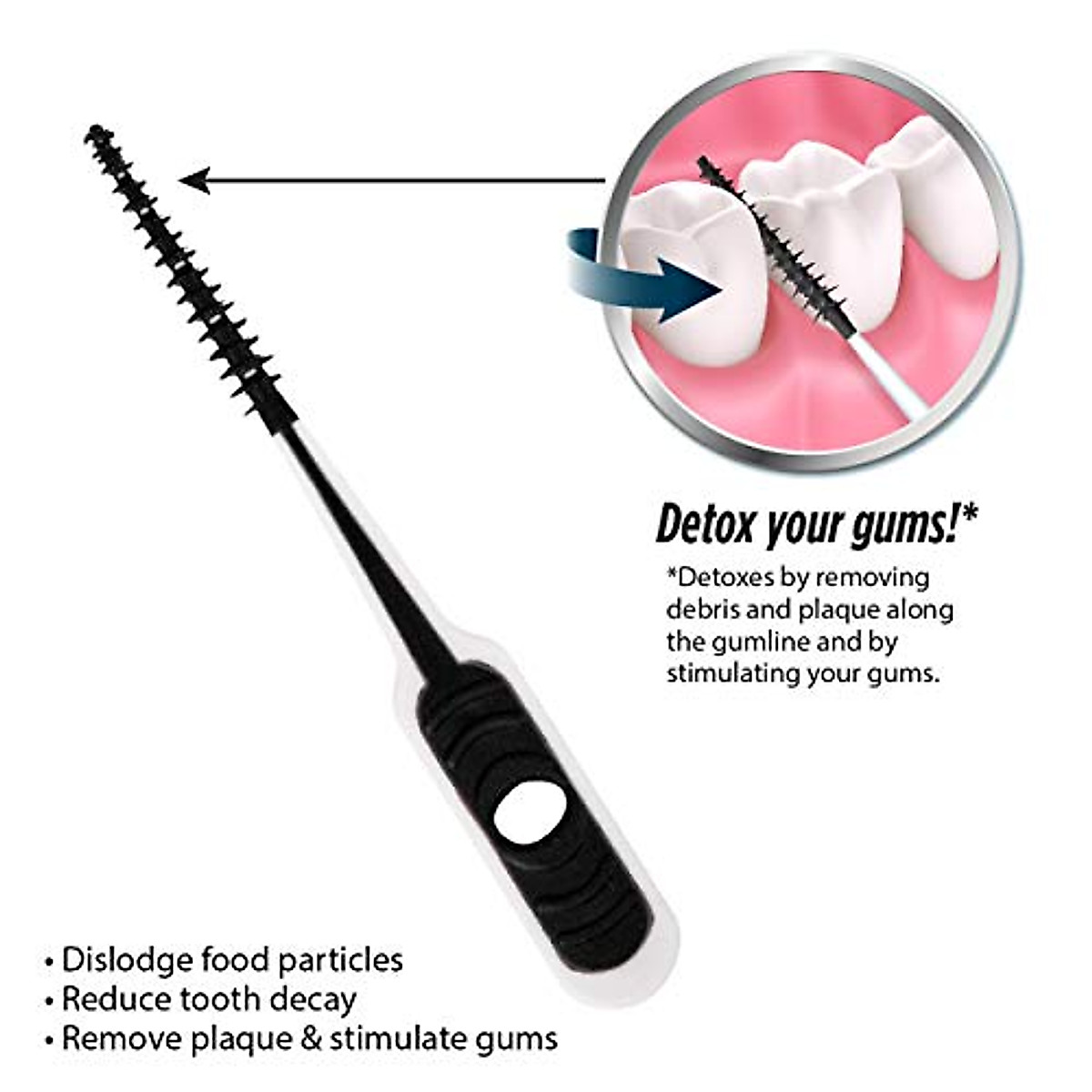 RM Oral Charcoal Whitening Soft Brushes 4ct with 80 Count Charcoal Floss Picks