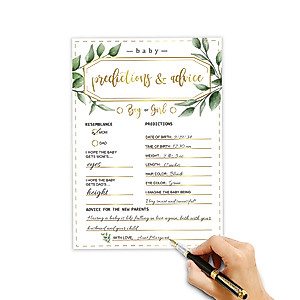 All Ewired Up 50 Baby Shower Predictions and Advice Cards, Greenery Baby Shower Games and Activities (50)