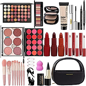 MISS ROSE M All In One Makeup Kit, Makeup Kit for Women Full Kit,Multipurpose Women's Makeup Sets,Beginners and Professionals Alike,Easy to Carry (Black)