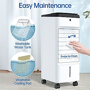 Evaporative Cooler, SEEPER 3-IN-1 Room Air Conditioner, 1-Second Fast Cooling Air Cooler w/ 70°Oscillation, 20FT Remote Controller & 12H Timer, 3 Wind Speeds 22-IN Air Conditioner Portable for Room