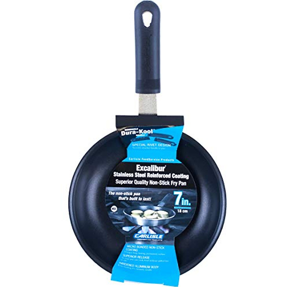 Carlisle FoodService Products 60907XRS Scratch-Resistant Aluminum Non-Stick Fry Pan With Removable Silicone Sleeve, 7