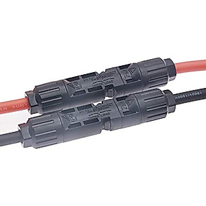 1 Pair Black + Red 10AWG(6mm²) Solar Connector Solar Adaptor Cable Solar Panel Extension Cable Wire Solar Connector Solar Extension Cable with Female and Male Connectors (3 FT)
