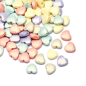 NHBT YU 50-100pcs 11mm Mixed Color Acrylic Beads Love Heart Loose Spacer Beads for Jewelry Making DIY Bracelet Necklace Accessories T719 (Color : Mixed, Item Diameter : 50pcs)