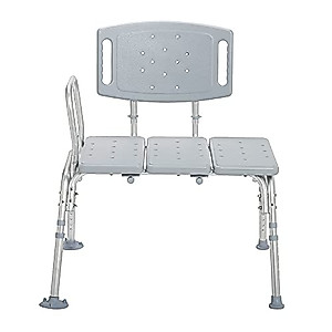 Drive Medical 12025KD-1 Folding Universal Sliding Transfer Bench, Gray