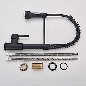 Kitchen Sink Faucet for Bar Farmhouse Commercial, Black Nickel Kitchen Faucet, LED Stream Mode Spout Pull Down 180 Degree Rotation, Hot Cold Deck Mount Mixer Crane Sink Taps (Color : Black and Gold)