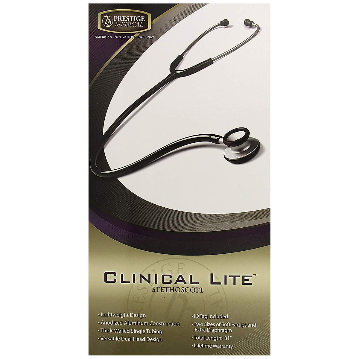 Prestige Medical Clinical Lite Stethoscope, Navy , 31 Inch (Pack of 1)