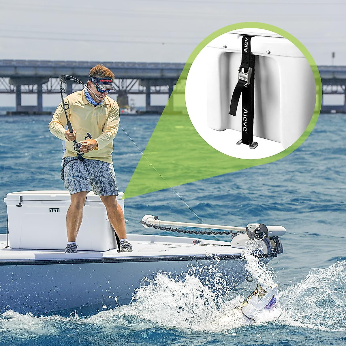 Aieve Cooler Tie Down Straps Kit - Ice Chest Lock Bracket - Cooler Accessories Secure for YETI Cooler RTIC Coolers