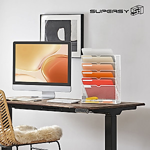 SUPEASY 6-Tier Wall File Organizer Hanging Wall File Holder for Papers, Folders, Files Clipboard & Magazine Organization Great for Office Home, White