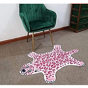 Pink Leopard Print Area Rug Faux Cowhide Cheetah Fur Skin Carpet Non-Slip Animal Printed Area Rug Throw Rugs Floor Carpet for Door Mat Bedrooms Room Decor (3.3x2.95Ft, Pink Leopard)