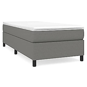 vidaXL Box Spring Bed with Mattress Home Bedroom Mattress Pad Single Bed Frame Base Foam Topper Furniture Dark Gray 39.4"x79.9" Twin XL Fabric