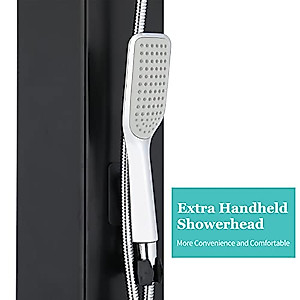 VINGLI Solar Heated Shower, with Shower Head/Handhold/Foot Shower Tap for Outdoor Backyard Poolside Beach Pool Spa,Black (10.6 Gallon-Black)