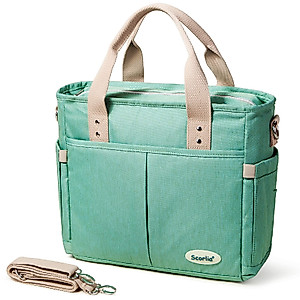 Scorlia Insulated Lunch Bags for Women Work, Extra Large Lunch Tote Bag With Removable Shoulder Strap, Durable Reusable Cooler lunch Box with Side Pockets, Tall Drinks Holder for Women&Men, Purple