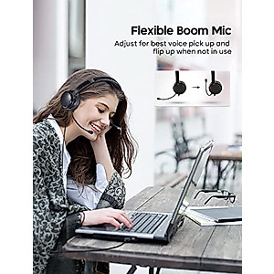 XAPROO USB Headset with Microphone for PC, Computer Headset with Microphone, Comfort-Fit On Ear Business Headset, 3.5 mm Wired Headphones for MS Teams Skype Zoom VoIP Conference Online Class