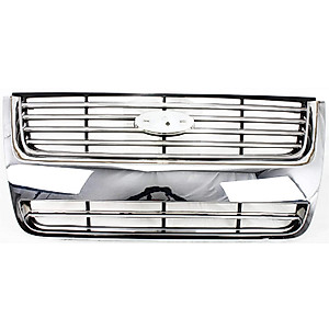 Evan Fischer Grille Assembly Compatible with 2006-2010 Ford Explorer Chrome Shell with Painted Black Insert CAPA With emblem provision Plastic Grille FO1200476C