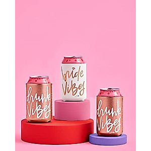 xo, Fetti Bachelorette Party Bride Vibes Can Cooler - White + Rose Gold, 10 Count | Neoprene Holder, Drink Sleeve,Bridal Shower, Engagement Party Decoration and Bride To Be Gift