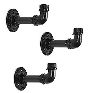 LIANTRAL Towel Hook, 3-Pack Wall Mounted Coat Hooks Industrial Wall Robe Hanger Hooks for Bathroom Kitchen Bedroom, Iron Finished, Black