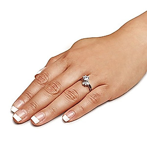 Sonia Jewels Size - 6.5-14k White Gold Round Cross Over Twisted Bridal Engagement Ring & Wedding Band CZ Cubic Zirconia (1.0cttw.50ct. Center)