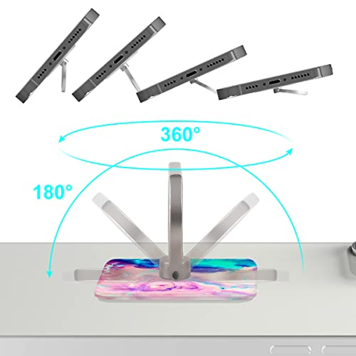 DaBuBu Multi-Function Mounts and Holder Three Pack Colorful Marble Metal Phone Ring Stand for Cellphones&Tablets