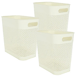 ZOFORTY 3 Pack Slim Plastic Trash Can Wastebasket, 3.5 Gallon Trashcan Garbage Bin with Handles, Rectangle Hollow Trash Bin Waste Basket for Office Bathroom Bedroom Home Kitchen Dorm - 10” High