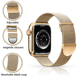 2 Pack Metal Magnetic Band Compatible with Apple Watch Bands 38mm 40mm 41mm 42mm 44mm 45mm 49mm Women Men,Milanese Loop Stainless Steel Mesh Adjustable Strap for iWatch Series 9 8 7 6 5 4 3 2 SE ultra