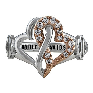 Harley-Davidson Women's White & Rose Gold Bling Infinity Hearts Ring (7)