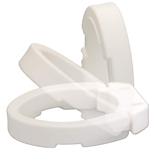 NOVA Medical Products Hinged Toilet Seat Riser Lift Up and Down Raised Toilet Seat For Under Seat For Elongated Seat Color, White, (Pack of ), 1 Count