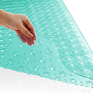 Yimobra Original Bath Tub Shower Mat Extra Long 16 x 40 Inches, Non-Slip with Drain Holes, Suction Cups, Machine Washable, Phthalate Free, Latex Free, BPA Free, Bathroom Mats, Clear Green