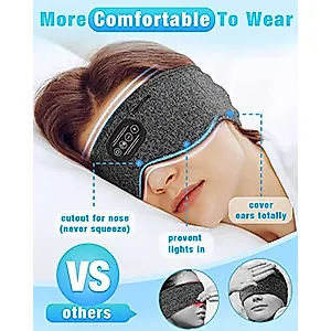 Sleep Headphones Bluetooth Sleeping Headband: 10Hrs Wireless Music Eye Mask with Soft Cozy Earbuds Comfortable Earphones for Side Sleepers (Small Size(C: 20"-22"))