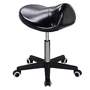 Master Massage Ergonomic Swivel Saddle Rolling Hydraulic Stool in Black for Clinic,spas,Salons,Home,Office (91557V)