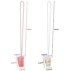 Boao 8 Pieces Bride Shot Necklace Glass, Bachelorette Shot Glass Necklace with Gold Foil for Wedding Bachelor Party and Bridal Shower Decorations(Pink)