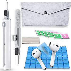 AKIKI Cleaner Kit for Airpods, Earbuds Cleaning kit for Airpods Pro 1 2 3, Phone Cleaner kit with Brush for Bluetooth Earbuds Cleaner, Wireless Earphones,iPhone,Laptop, Camera (White2)