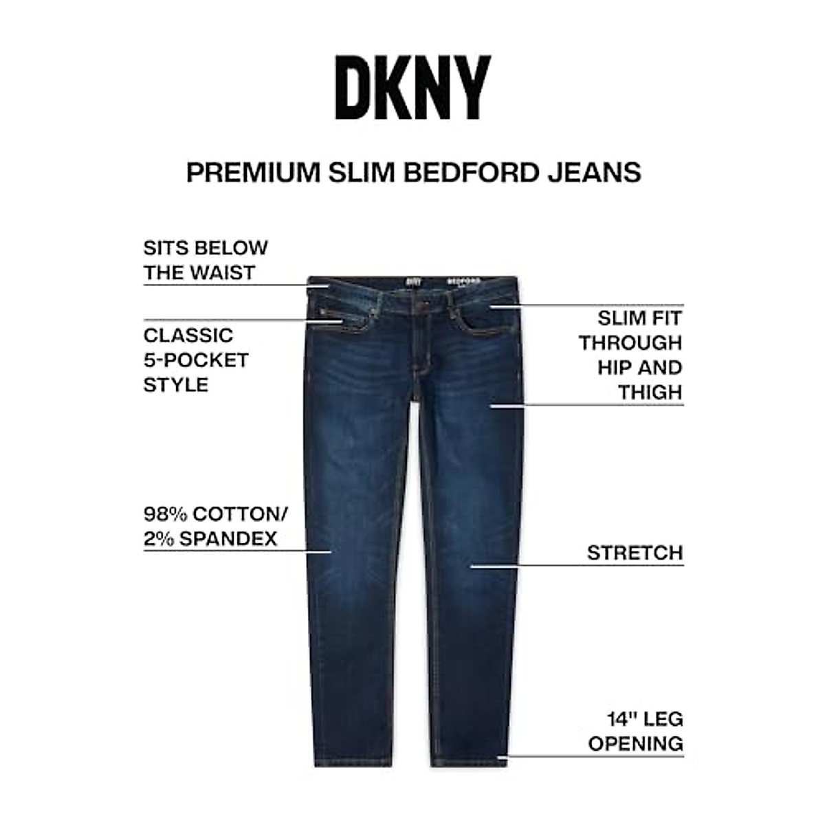 DKNY Jeans for Men - Premium Soft Slim Fit Mens Stretch Jeans