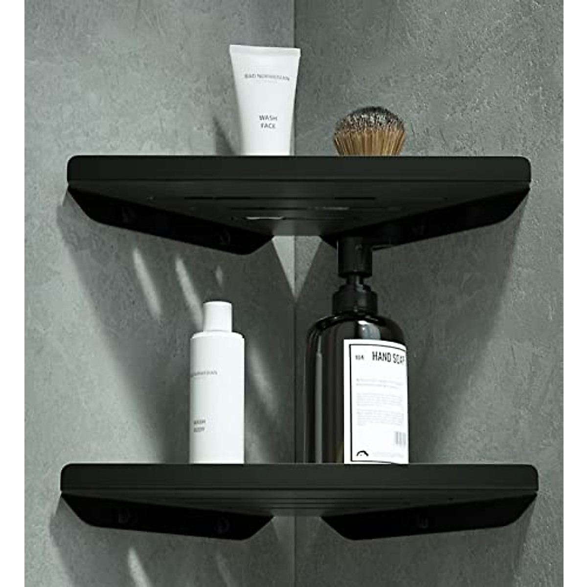 XiangYi 2 Pack Corner Shower Caddy, Adhesive Bathroom Shelf Wall Mounted, No Drilling Kitchen Racks Shower Caddies, Storage Organizer for Bathroom, Toilet, Kitchen and Dorm,Stainless Steel Black