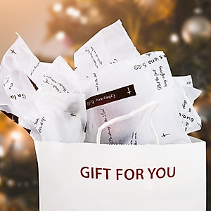 Hi Sasara 100 Sheets White with Black Bible Verse Tissue Paper,Bible Verse Tissue Paper for Gift Bags,Black and White Tissue Paper for Christian Gifts,14 x 20 Inch