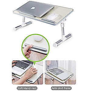 TIESAN Adjustable Laptop Table Laptop Bed Tray Table Portable Standing Bed Desk with Foldable Leg Notebook Standing Breakfast Reading Desk for Sofa Couch Floor (Medium-20.47'' x 11.8'')