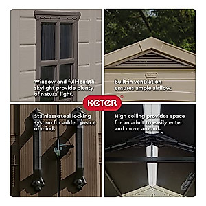 Keter Factor 8 x 11 Resin Large Outdoor Storage Shed, 8x11, Taupe