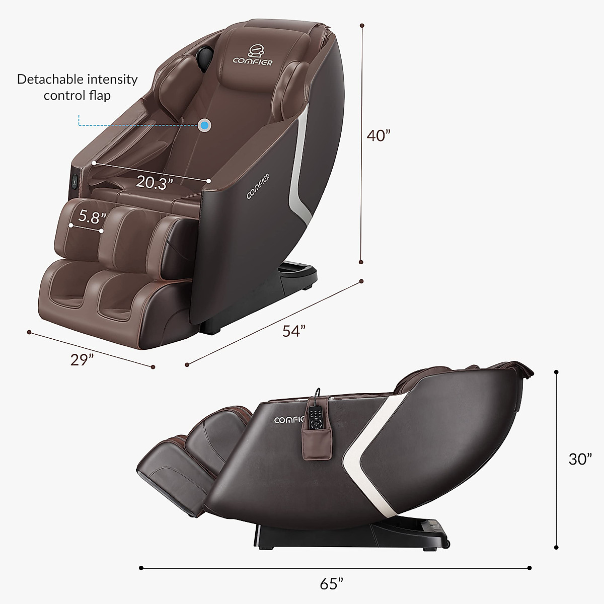 COMFIER 2023 Massage Chair Full Body,Gifts for Women,Men,Zero Gravity Recliner with SL Track, Bluetooth,Yoga Stretching,Compression,Foot Rollers,Heating,Shiatsu Kneading Chair Massager,Brown