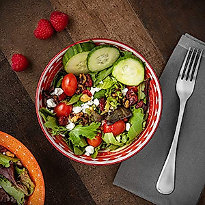 Annovero Cereal Bowls - Set of 6 Dinnerware for Ice Cream, Fruit, Ramen, Cereal, Soup, Colorful Stoneware Dishes for Kitchen, Microwave and Oven Safe, 6.25 Inch Diameter