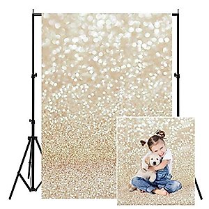 WOLADA 5x7FT Bokeh Backdrop Glitter Backdrop Gold Photo Backdrop Gold Glitter Backdrop Bokeh Backdrops for Photography Newborn Baby Portrait Birthday Party Backdrop Studio Props 11791