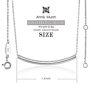 AM ANNIS MUNN Balance Tube Bar Necklace - 925 Sterling Silver Bar Pendant Necklace Simple Charm Womens Jewelry Necklace Birthday Gifts for Women Her