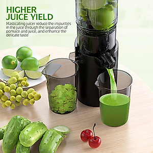 Cold Press Juicer, Slow Masticating Juicer with "6.1" Extra Large Feed Chute Fit Whole Fruits & Vegetables, Juicer Machines with 2 Cups, Easy to Clean and High Juice Yield