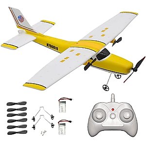 PLRB TOYS RC Plane Remote Control Airplane 2.4Ghz 2 Channels RTF Radio Control Cessna Aircraft with 3-Axis Gyro for Beginner Easy to Fly EPP Foam Glider Toys (Two Batteries)