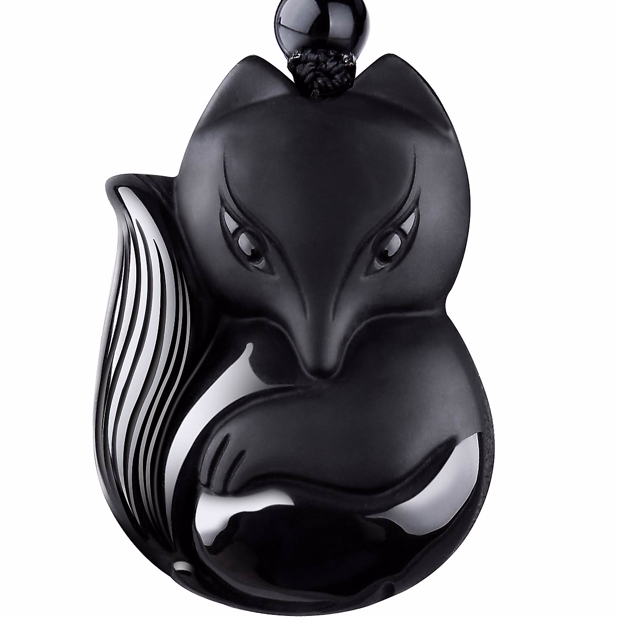 Fox Necklace for Women, Fox Jewelry Healing Crystal Obsidian Necklaces for Girls Gemstone Chain Pendant for womens Jewelry Black Obsidian Protection Amulet Charm