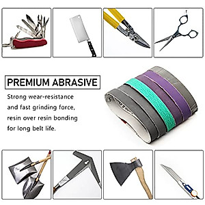 1 x 18 Inch Sanding Belts,Knife Sharpening Belt Kit Fits Work Sharp Blade Grinder Attachment of Ken Onion Edition Knife & Tool Sharpener,2 PCS Each of 120, 240, 400, 600,1000 2500 Grits,12-Pack