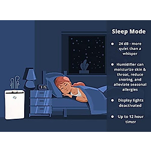 Extract-All Air Purifier and Humidifier -HEPA with 7-Stage Filtration, UV Light, 24 dB Sleep Mode, and LED Indicator For Bedroom Kitchen Removes 99.97% Bacteria Fume Extraction & Source Capture